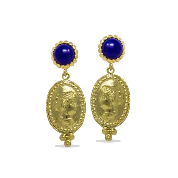 VINTOUCH ITALY Evelyn Lapis Earrings - Gold/blue
