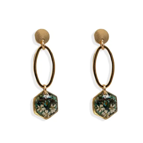 KATE KOEL Floral Dangle Earrings - Blue/gold