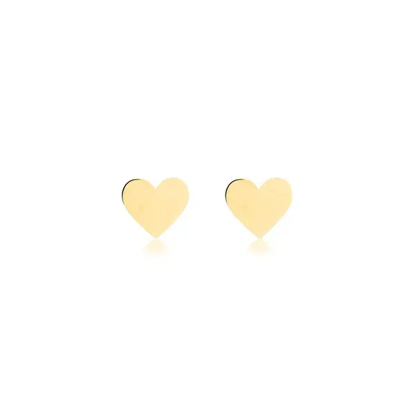 SOLIO JEWELLERY 18k Solid Gold Heart Stud Earrings - Gold/pink/yellow