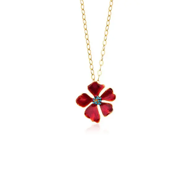 MILOU JEWELRY Wild Rose Flower Necklace - Red