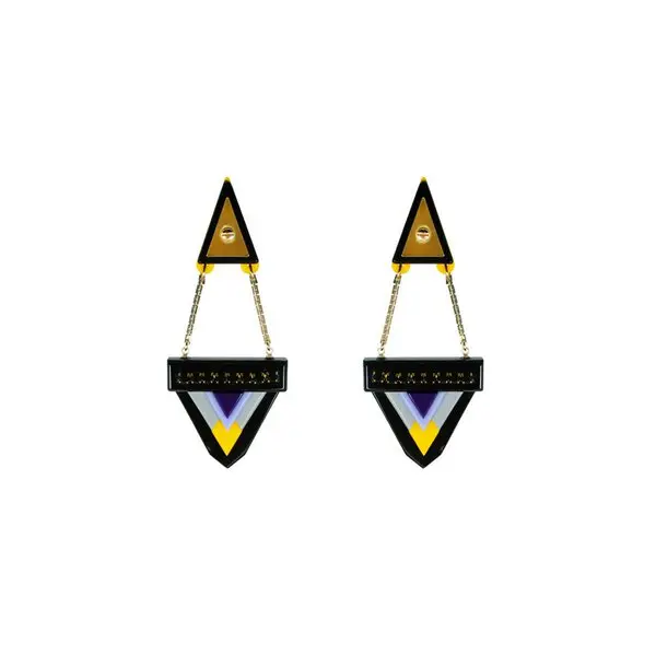 GISSA BICALHO Kuntur Yellow Acrylic Earrings - Black/yellow