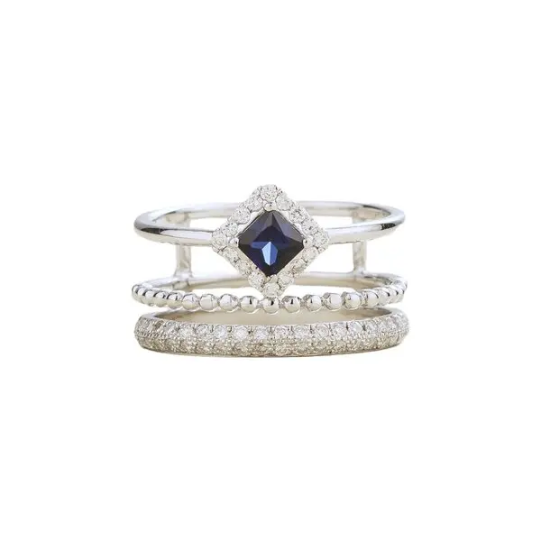JUVETTI  Amici White Gold Ring With Blue Sapphire And Diamond - Blue/white/silver