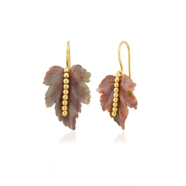 MILOU JEWELRY Agate Leaf Dangle Earrings - Pink