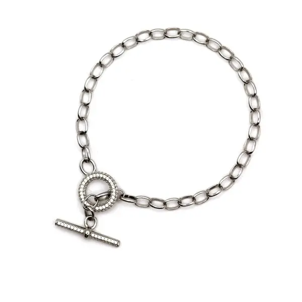 VICSTONENYC FINE JEWELRY Designer Hook Lock Bracelet - Silver