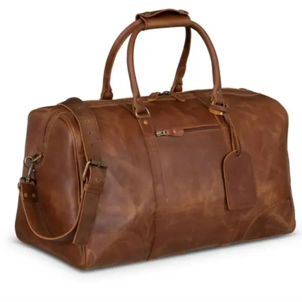 HIDES LEATHER CO. Handmade Leather Travel Duffle Bag - Brown
