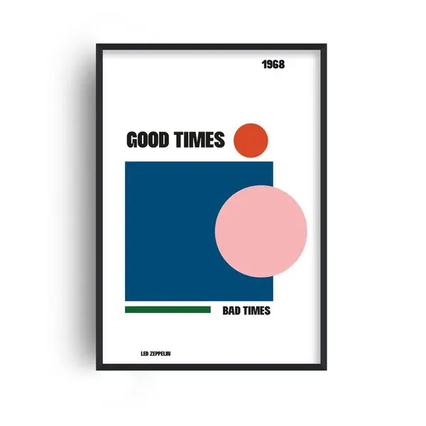 FANCLUB Blue / Red / Black Good Times Bad Times Abstract Giclée Art Print A2 - Blue/red/black