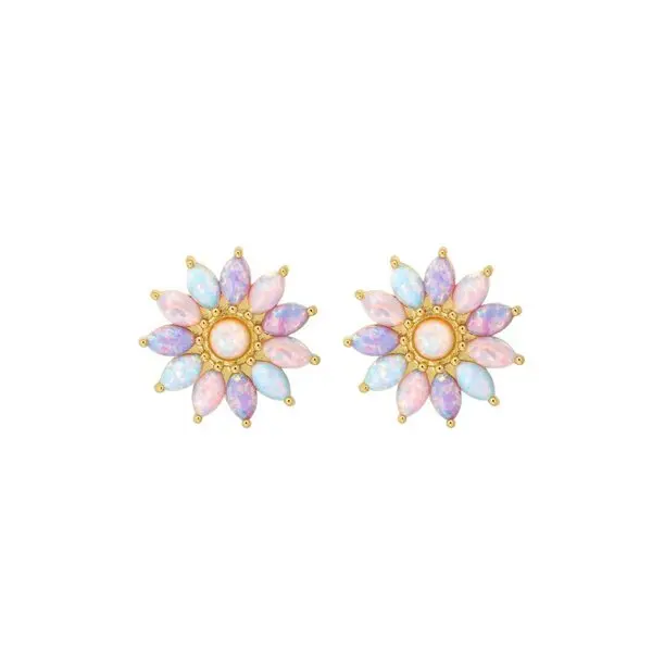 LA KAISER Opal Caribbean Fleur Stud Earrings - Gold