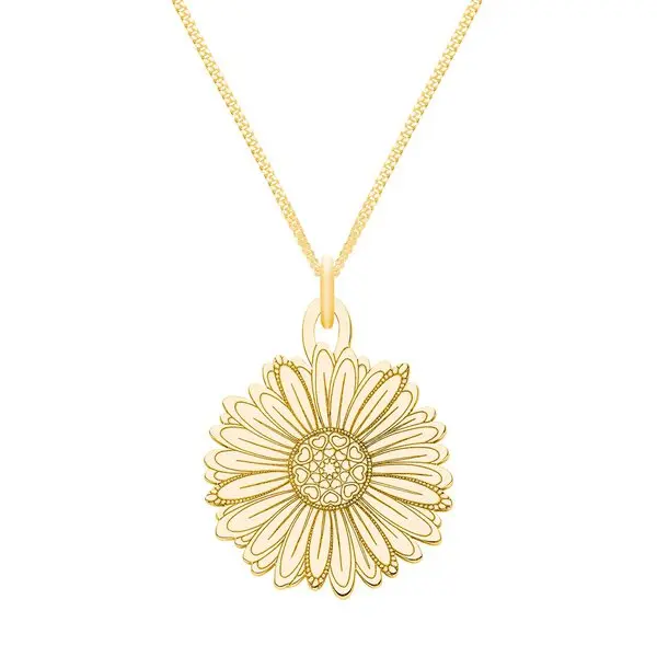 CARTERGORE Medium Daisy Flower Pendant Necklace - Gold