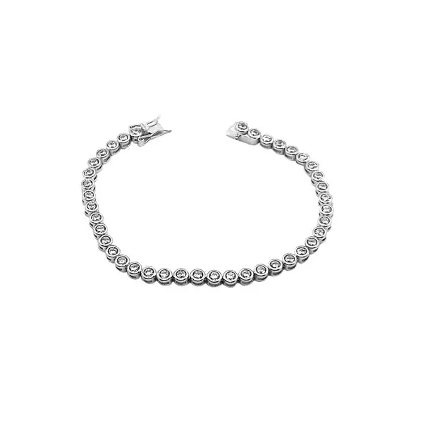 SPERO LONDON Sterling Silver Round Tennis Bracelet - White