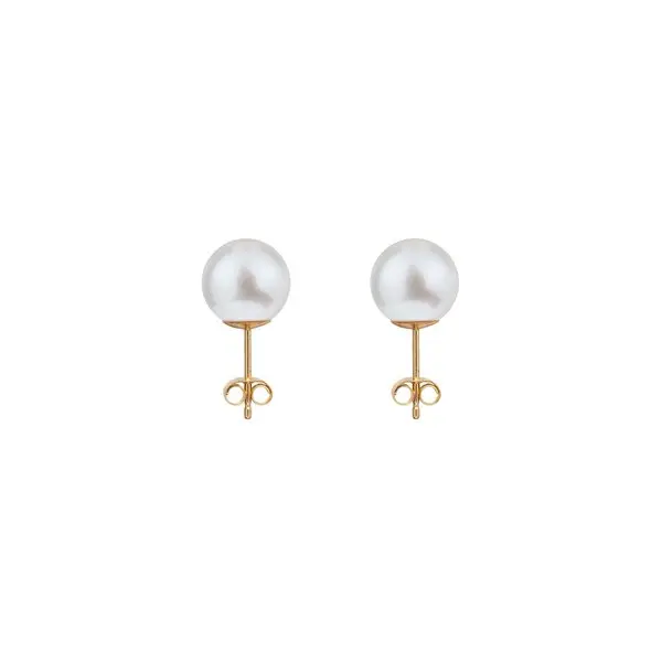 ORA PEARLS White Pearl 9ct Gold Stud Earrings - White/gold