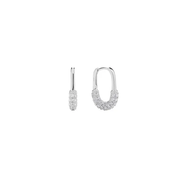 VANCHI Nouf Pavé Hoop Earrings - Silver