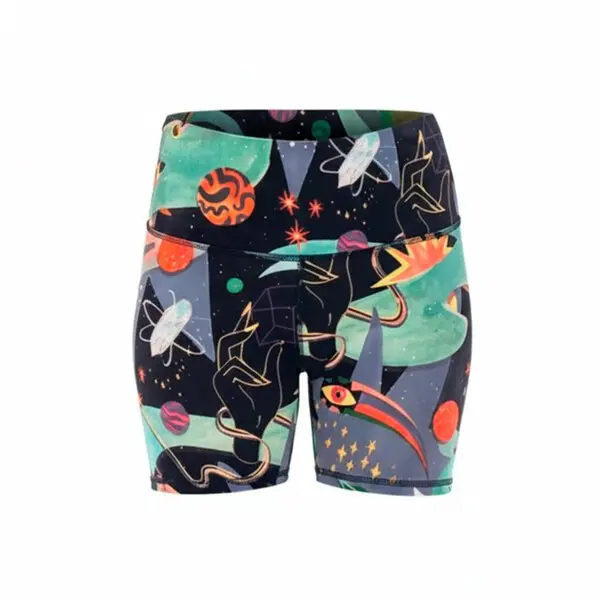 PITAYA YOGA Door Of The Cosmos Printed Shorts - Black
