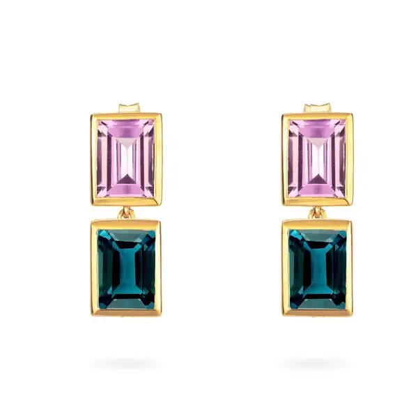 AUGUSTINE JEWELS Amethyst And Topaz Drop Earrings - Purple/green