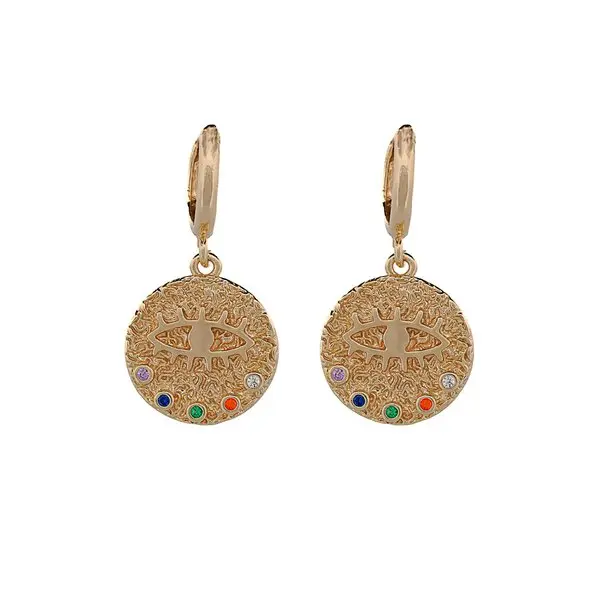 EBRU JEWELRY Evil Eye Gemstone Earrings - Gold