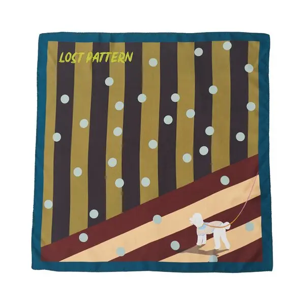 LOST PATTERN Pandita The Dog" Silk Bandana Coffee - Brown