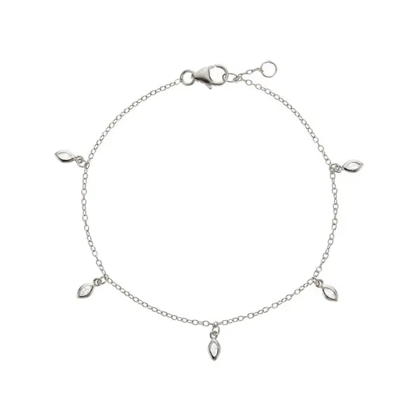 LILY & ROO Diamond Style Marquise Drop Bracelet - Silver