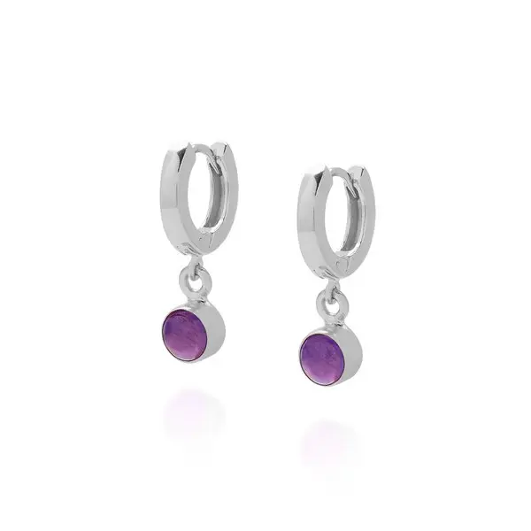 NELLOU JEWELLERY Amethyst And Sterling Silver Hoop Earrings - Purple/silver
