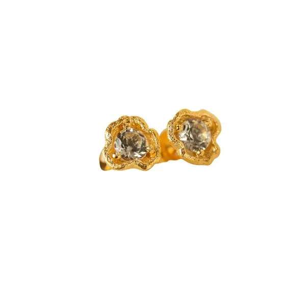 CLAIRE HILL DESIGNS White Topaz Lichen Stud Earrings - Gold