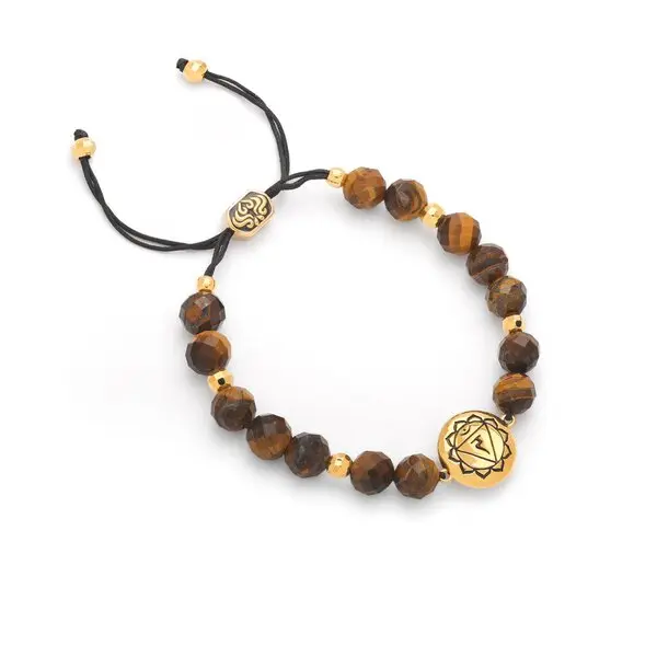 SEVEN SAINTS Solar Plexus Chakra Tiger's Eye Bracelet - Brown/gold