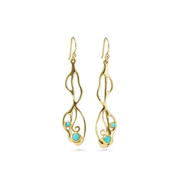 ISLA SILVER Vermeil American Turquoise Drop Earrings - Gold/blue