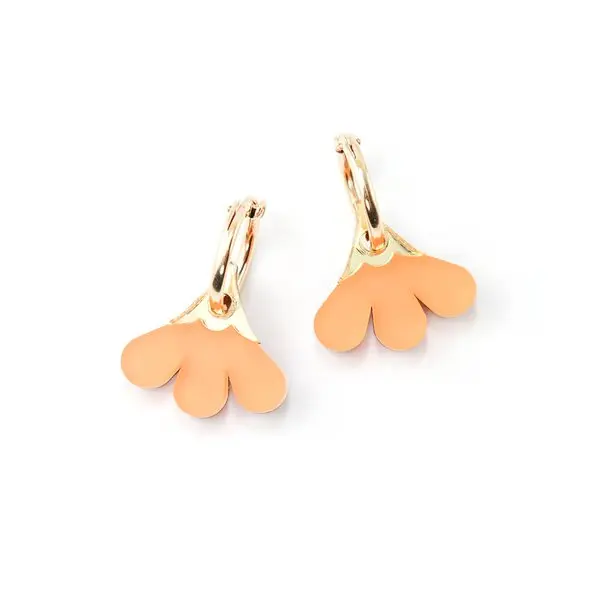 BY CHAVELLI Baby Daisy Dangly Hoop Earrings - Orange/gold