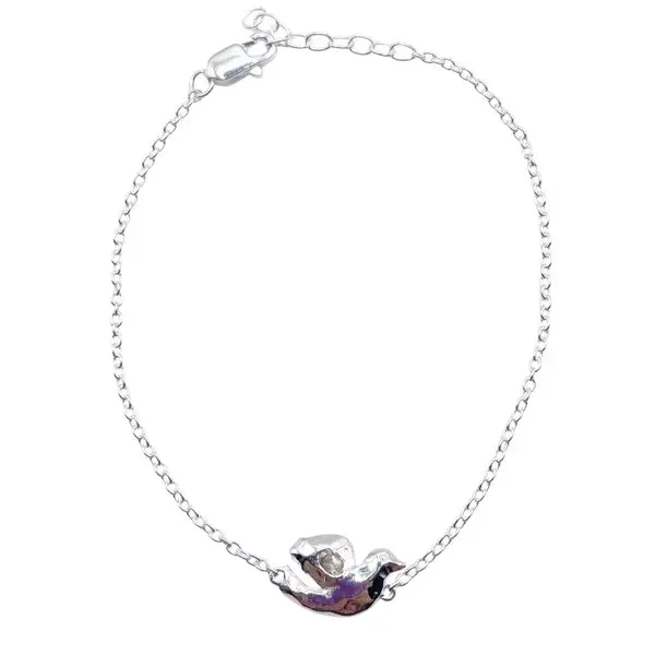 AMY DELSON JEWELRY Sterling Silver Dove White Topaz Bracelet - Silver/white