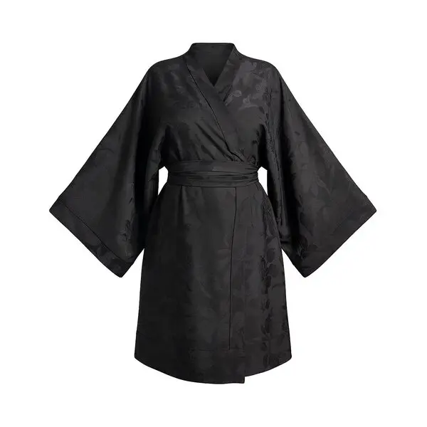 JANARA JONES Jacquard Sarah Kimono Mini Dress - Black