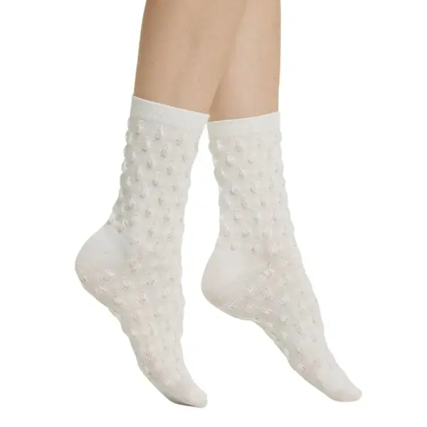 HIGH HEEL JUNGLE BY KATHRYN EISMAN Waffle Combed Cotton Socks - White