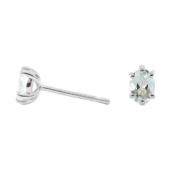 LEE RENEE Aquamarine Stud Earrings - Silver