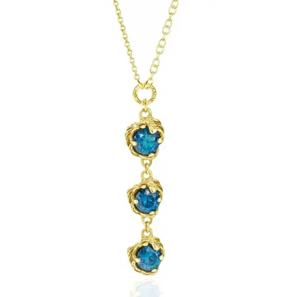 UNALOE Gold Vermeil Necklace With Crystal Pendants - Gold/blue