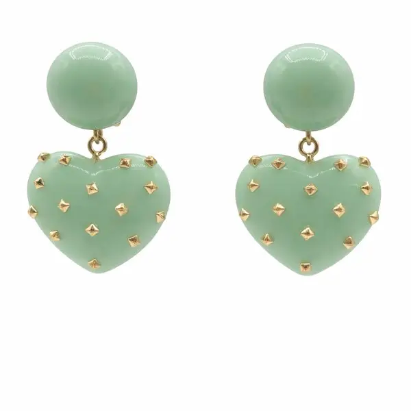 MICHAEL NASH JEWELRY Lavinia Jade Resin Studded Heart Drop Earrings - Green