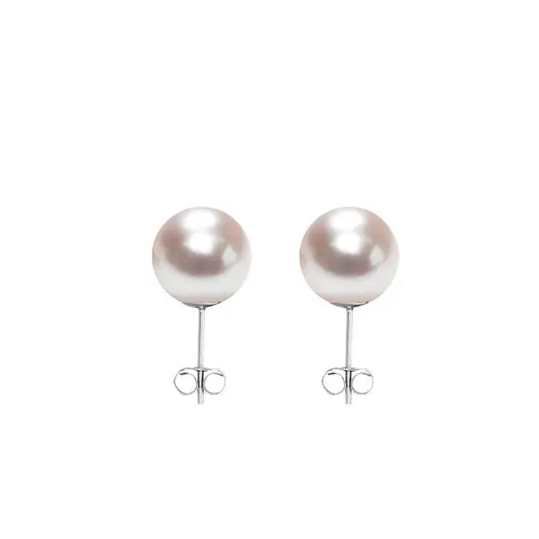 ORA PEARLS White Pearl Stud Earrings - White/silver