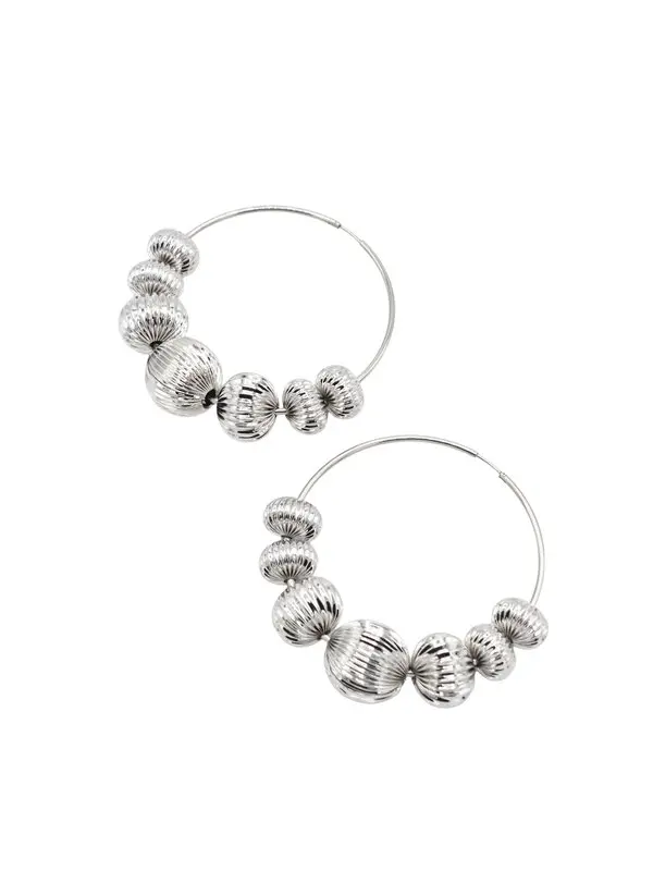 SITA NEVADO Aro Beaded Hoop Earrings - Silver