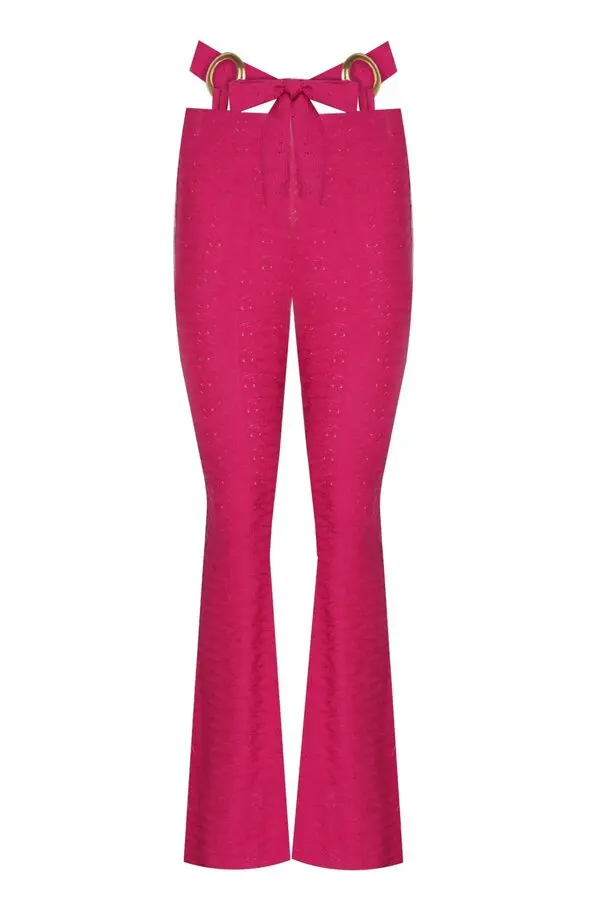 NO'DESIGN Empress Flared Pants With Gold-plated Ring Belt Detail