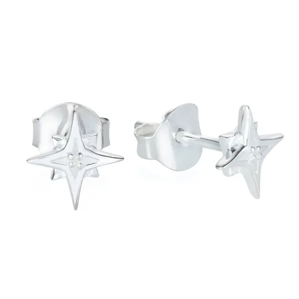 YASMIN EVERLEY JEWELLERY Compass Star Stud Earrings - Silver