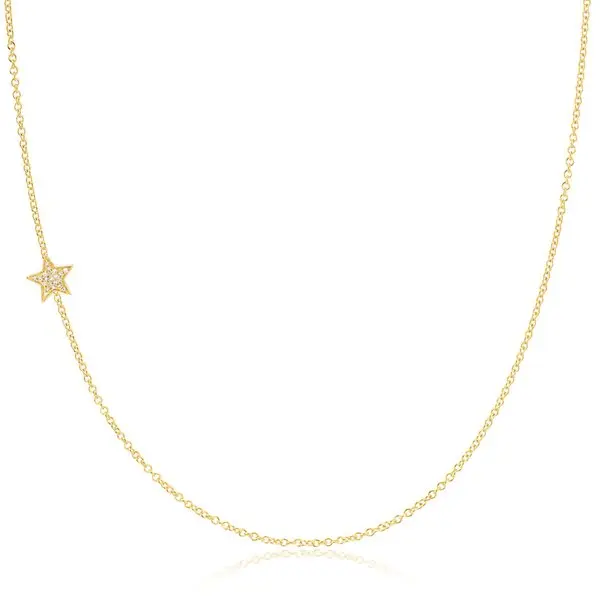 Maya Brenner Designs 14k Asymmetrical Charm Necklace With Diamond Pavé Star - Gold