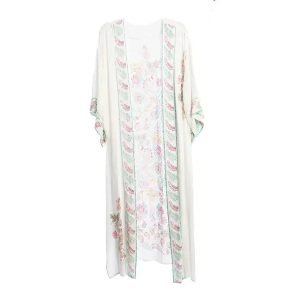 Saachi Flowy Paisley Kimono - White