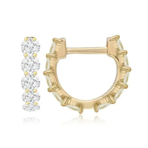 NAZZAR Zirconia Huggie Hoop Vermeil Earrings - Gold