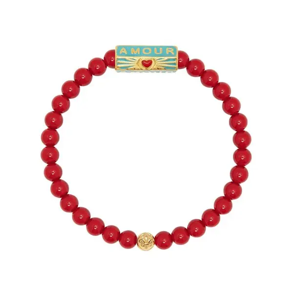 NIALAYA JEWELRY Amour Beaded Bracelet - Red