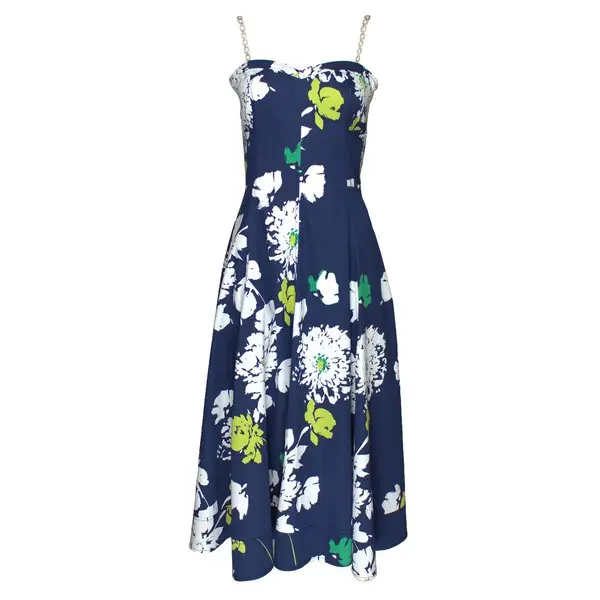 LALIPOP DESIGN Chain-link Shoulder Straps Midi Dress