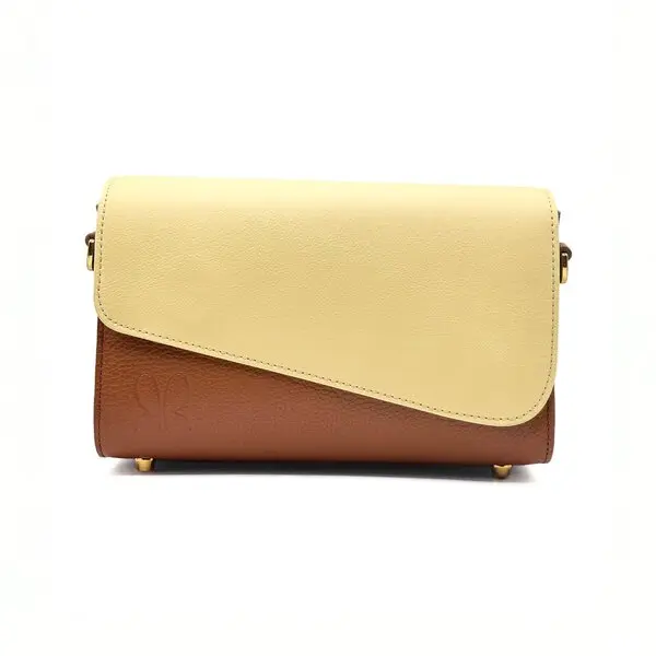 RISEMBERG Calla Bag In Leather With Flap - Yellow/brown