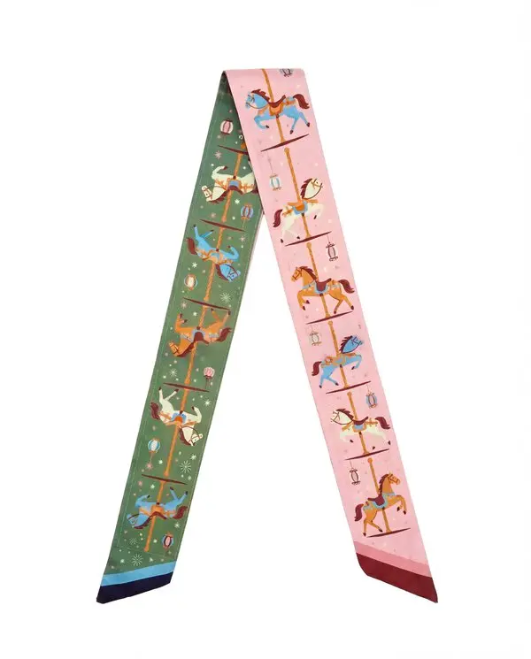 SEREE Year Of The Horse Silk Twilly - Pink