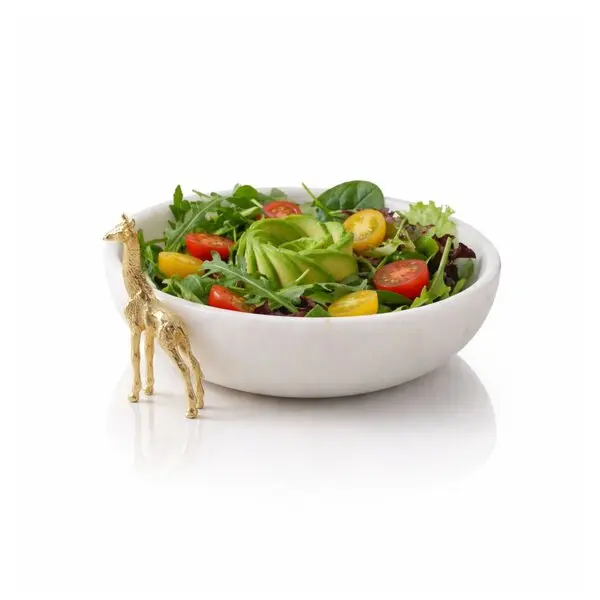 MARLETH White / Gold Gold Giraffe Natural White Marble Decorative Bowl - White/gold