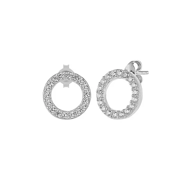 SPERO LONDON Sterling Zirconia Circle Earrings - Silver