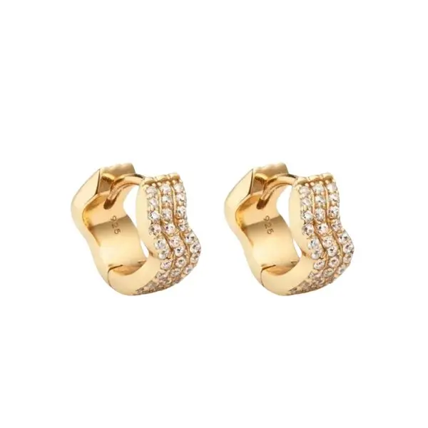 NAZZAR Pave Wave Huggie Earrings - Gold