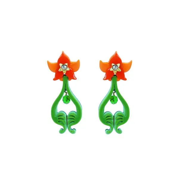 GISSA BICALHO Iris Living Coral Acrylic Earrings - Green