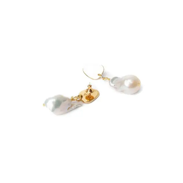 TOOLALLY Baroque Pearl Drop Earrings - Gold