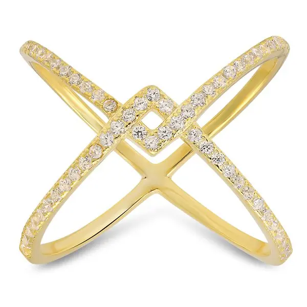 KYLIE HARPER Zig-zag Crossover Diamond Cz Ring - Gold