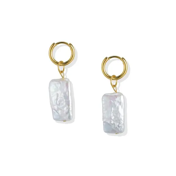 LAIT & LUNE Beliz Pearl 18k Vermeil Hoop Earrings - Gold