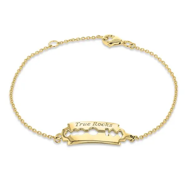 TRUE ROCKS 18kt Plated Razor Blade Bracelet - Gold